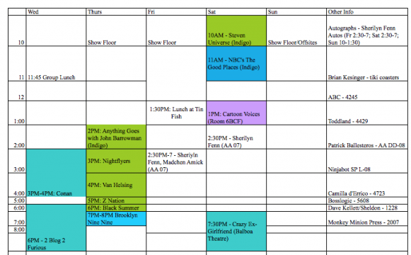 San Diego Comic-Con Prep: Schedules & Spreadsheets | San Diego Comic ...